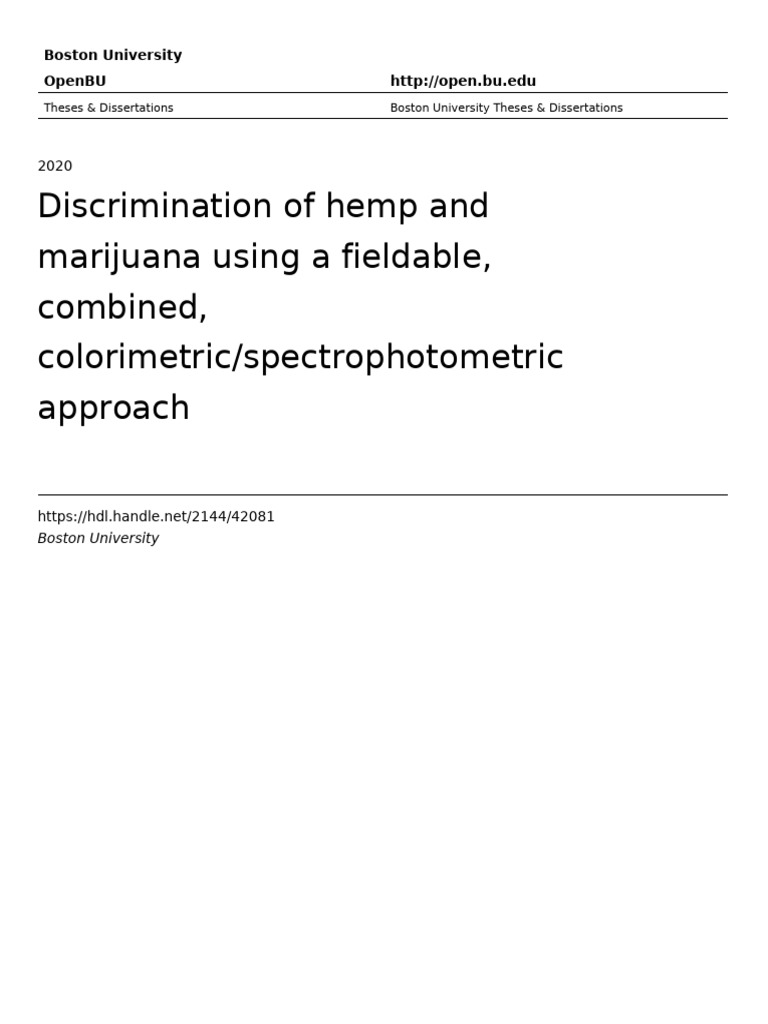 Bernstein Discrimination of Hemp and Marijuana Using A ...