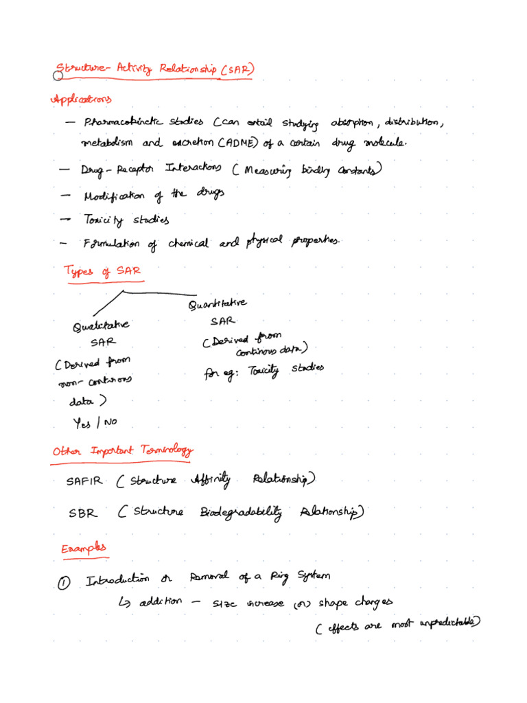 SAR Notes | Download Free PDF | Medicinal Chemistry | Biochemistry