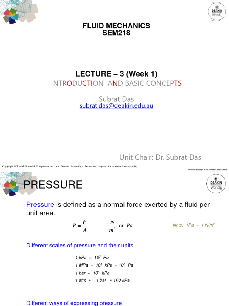 Sem218 W1 LECTURE3 | PDF | Pressure | Pressure Measurement
