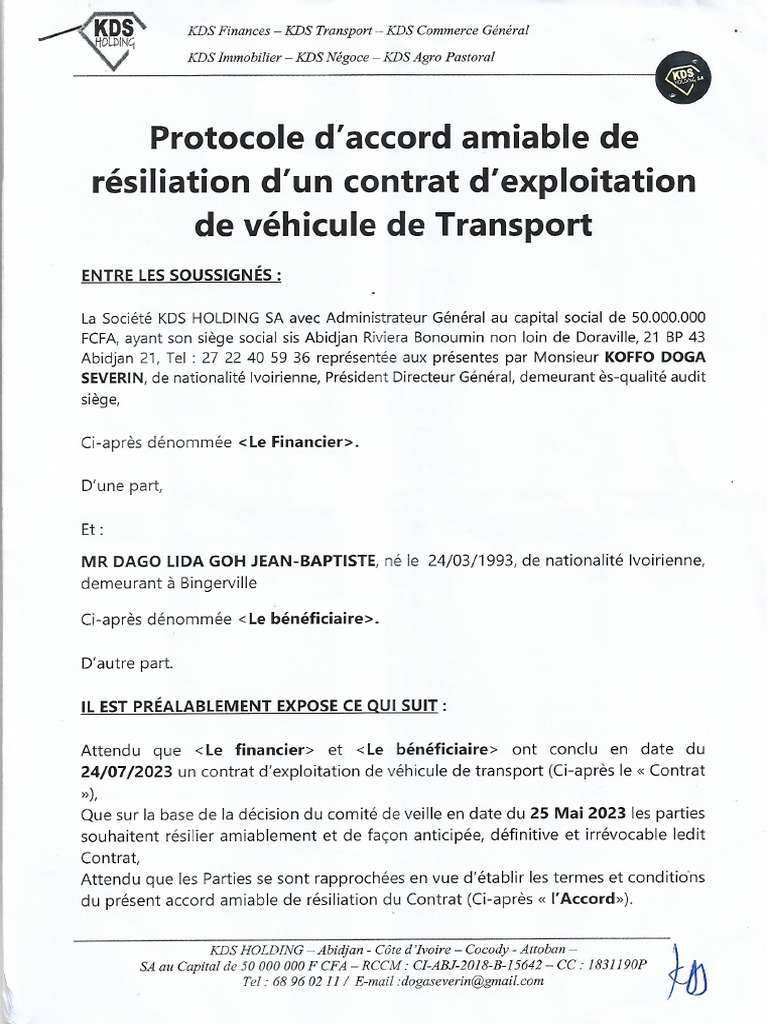 Protocole Daccord Amiable | PDF