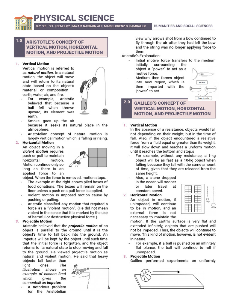 PHYSCI SEM2 QUA1 | PDF | Force | Acceleration