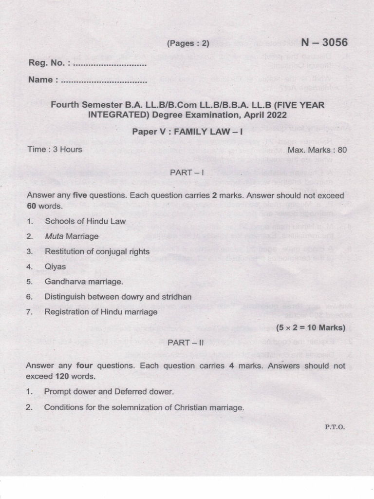 IV BA BBA BCom Family April 20223 | PDF