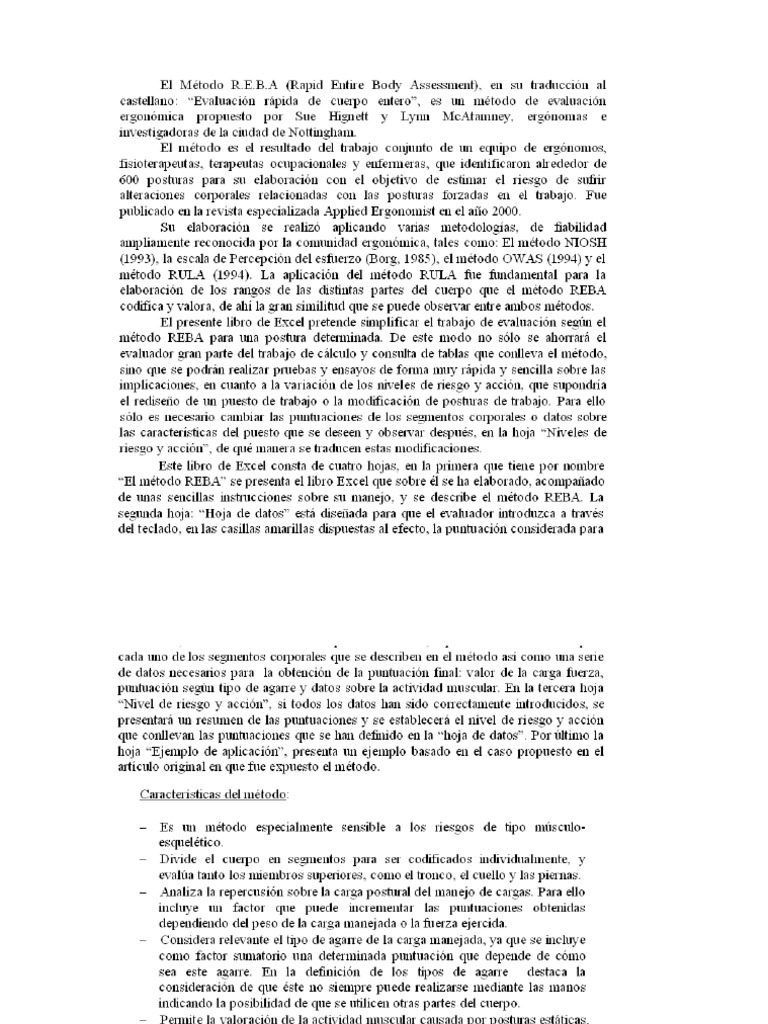 Evaluación REBA: Análisis Corporal | PDF