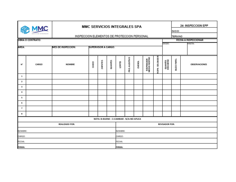 24 - Checklist - Inspeccion Epp | PDF