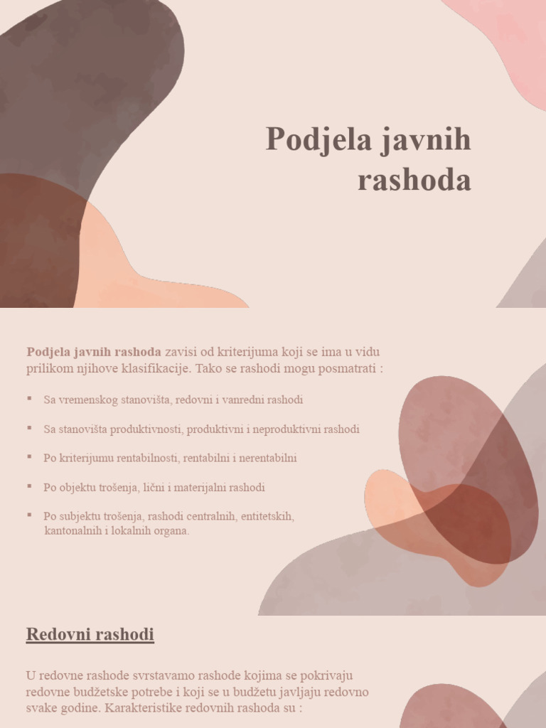 Podjela Javnih Rashoda | PDF