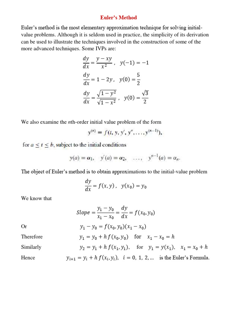 Euler Method | PDF | Differential Calculus | Mathematics