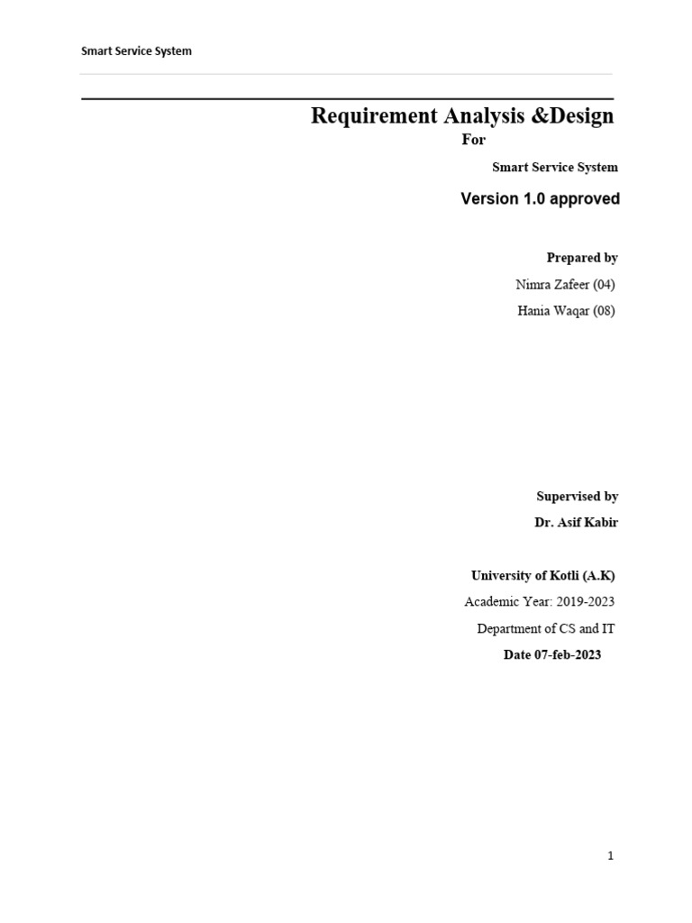 Smart Service System Design Document | PDF | Class (Computer ...