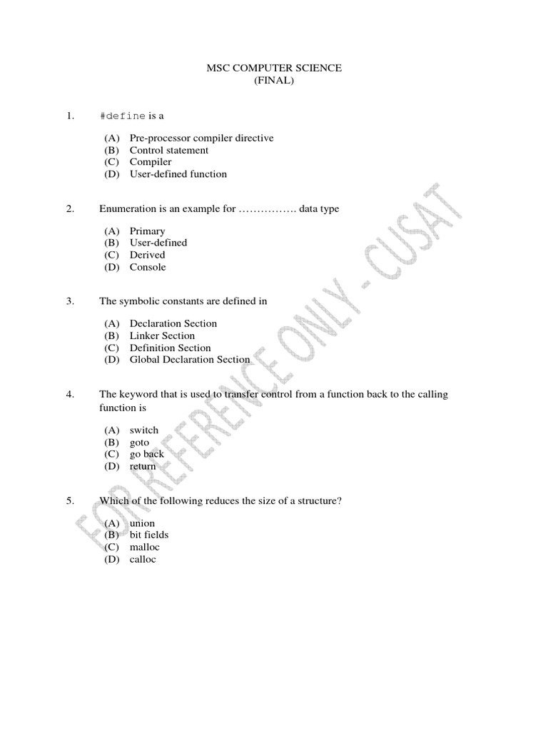 MSC Computer Science Final | Download Free PDF | Class (Computer Programming) | C++