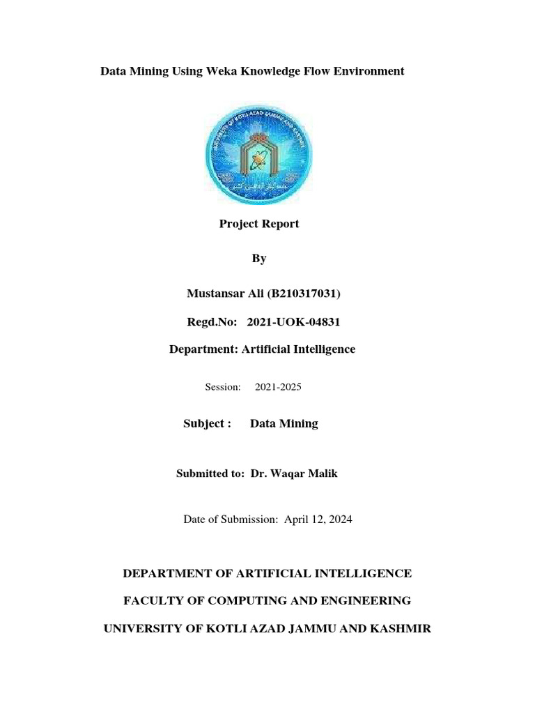 31- Mustansar Ali-Project Report- Data mining | PDF | Cluster Analysis | Machine Learning