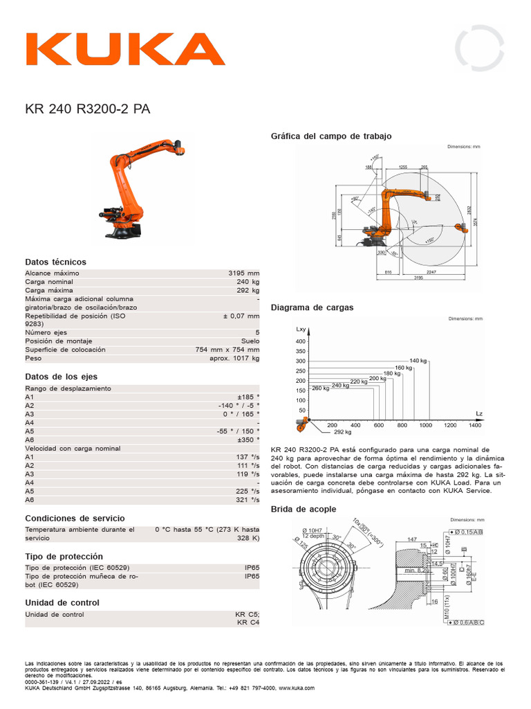 Especificaciones del Robot KR 240 R3200-2 PA | PDF
