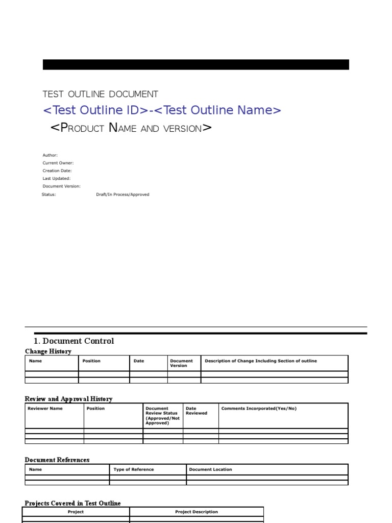 Testoutline Template | PDF | Computer Engineering | Software Engineering