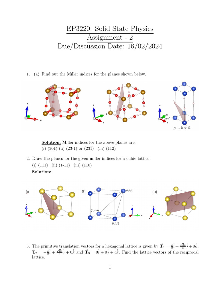 Assignment_2 - Crystallography II - Solutions | PDF | Materials Science ...