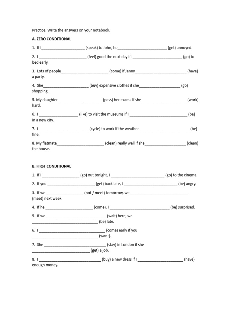 Practice Conditionals | PDF