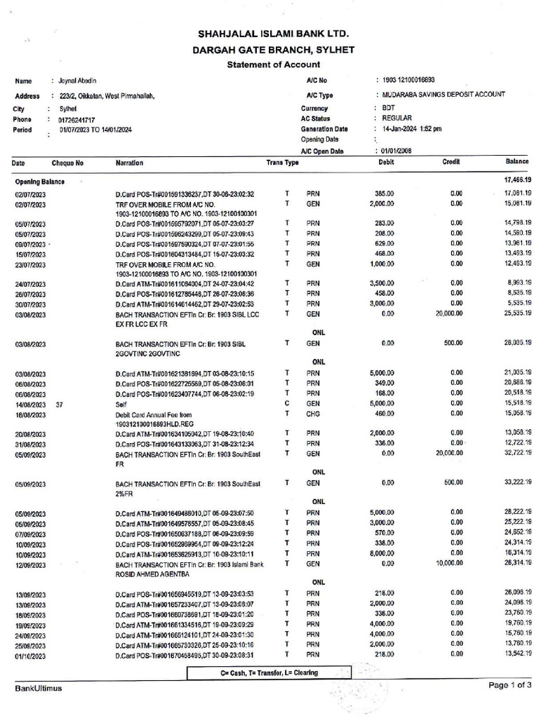 Bank Statement - 1 | PDF