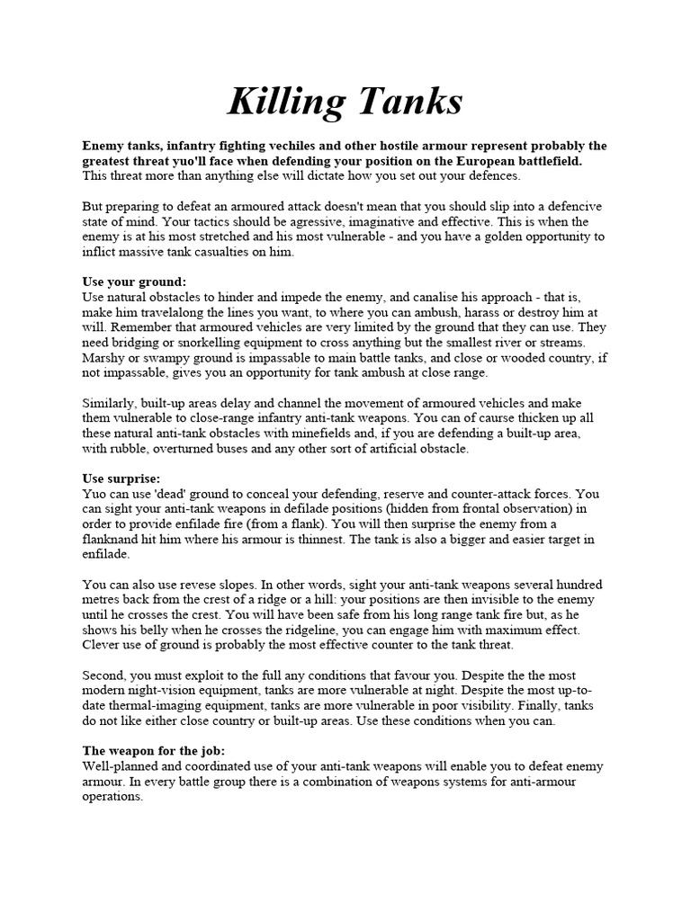 Killing Tanks | PDF | Tanks | Anti Tank Warfare