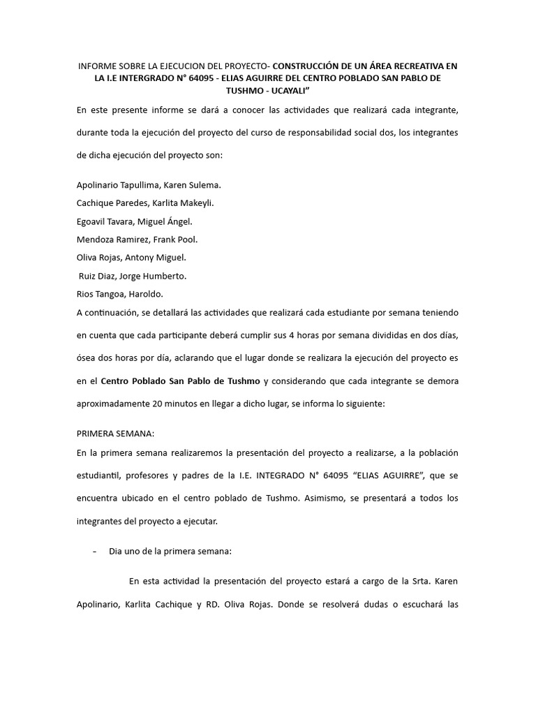 Informe Rsu2 Limache | PDF