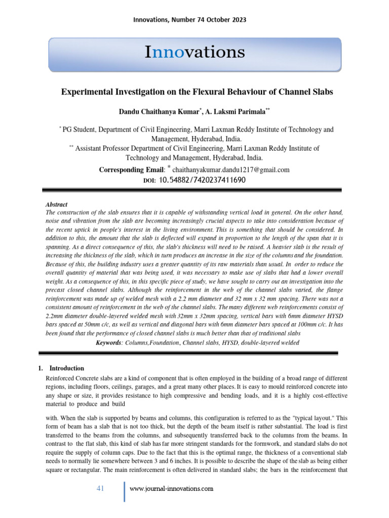 Experimental Investigation On The Flexural Behaviour of Channel Slabs ...