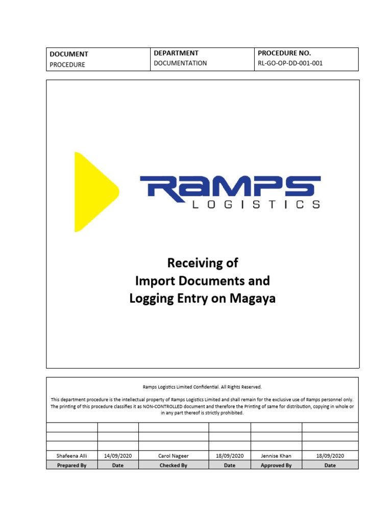 RL-GO-OP-DD-001-001 - Receiving of Import Documents and Logging Entry ...