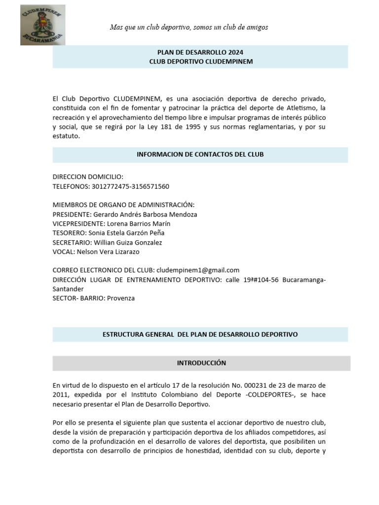 Modelo Plan de Desarrollo | PDF