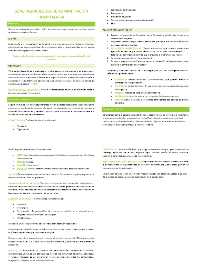 Cap 1 - Malagón - Generalidades Sobre Adminitración Hospitalaria | PDF | Hospital | Planificación