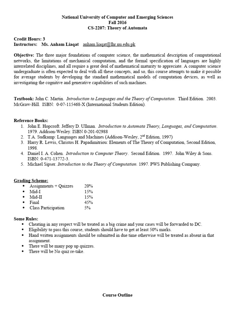 TOA outline | PDF | Syntax (Logic) | Computer Science