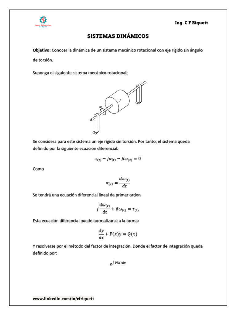 Dinámica de Un Sistema Mecánico Rotacional | PDF | Mecanica clasica | Ecuaciones