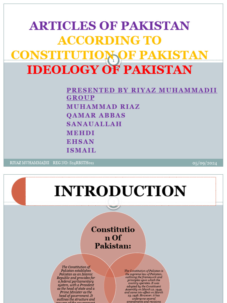 ARTICLES OF PAKISTAN ACCORDING TO CONSTITUTION OF PAKISTAN | PDF ...