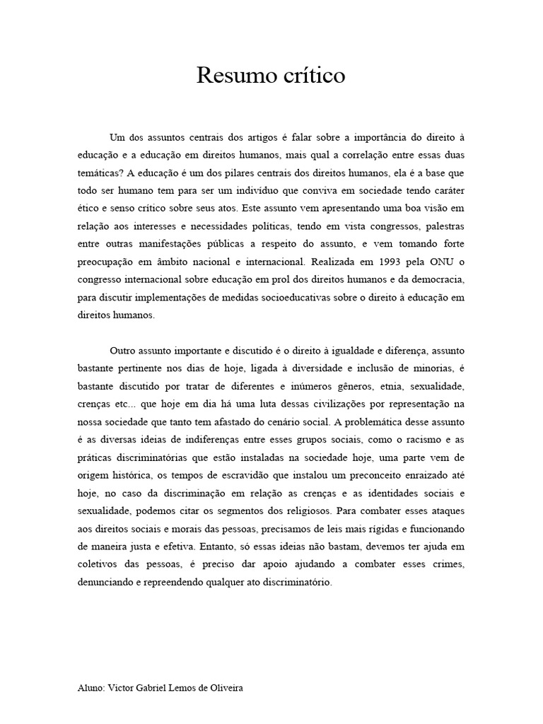 Resumo crítico | PDF | Racismo | Discriminação e Relações Raciais
