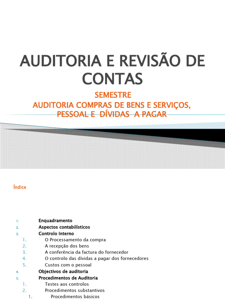 Auditoria de Compras e Contas a Pagar | PDF | Empréstimos | Contabilidade
