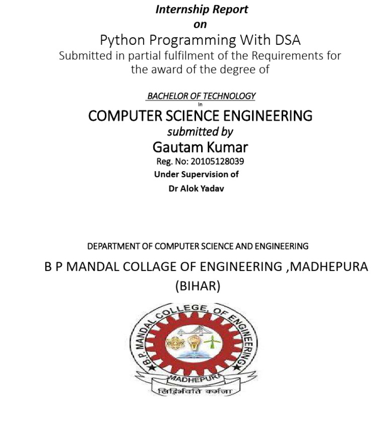 Python & DSA Internship Report | PDF