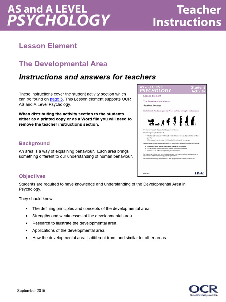 The Developmental Area Lesson Element | PDF | Developmental Psychology ...