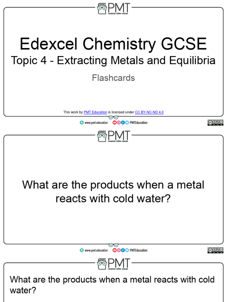 Flashcards - Topic 4 Extracting Metals and Equilibria - Edexcel ...