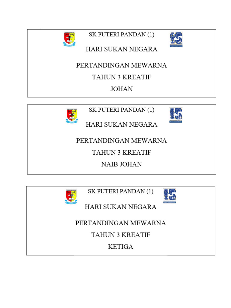 HADIAH HARI SUKAN NEGARA | PDF