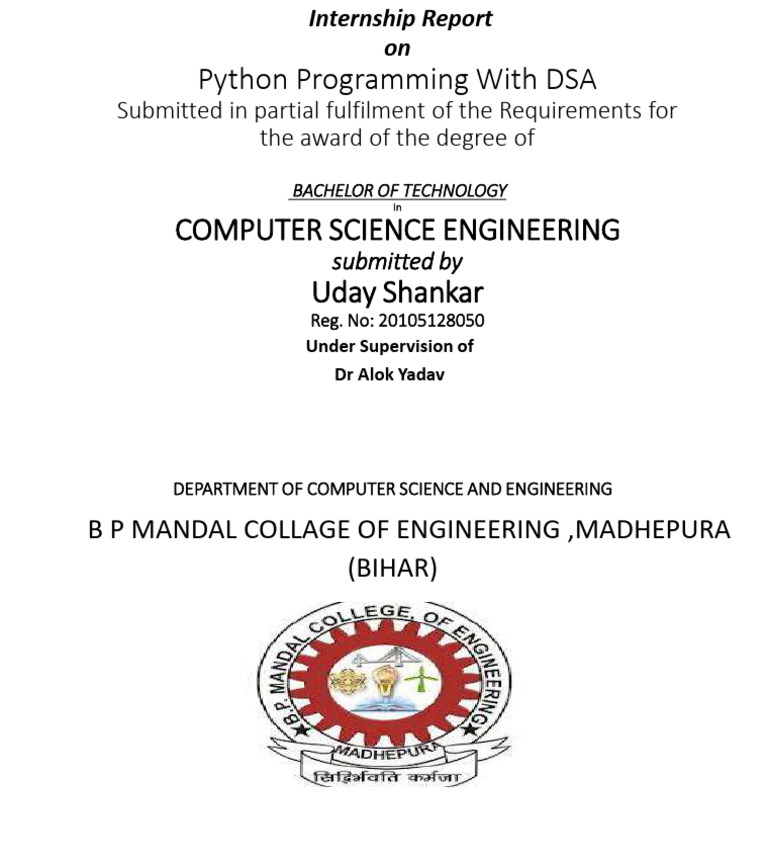 Python & DSA Internship Report | PDF