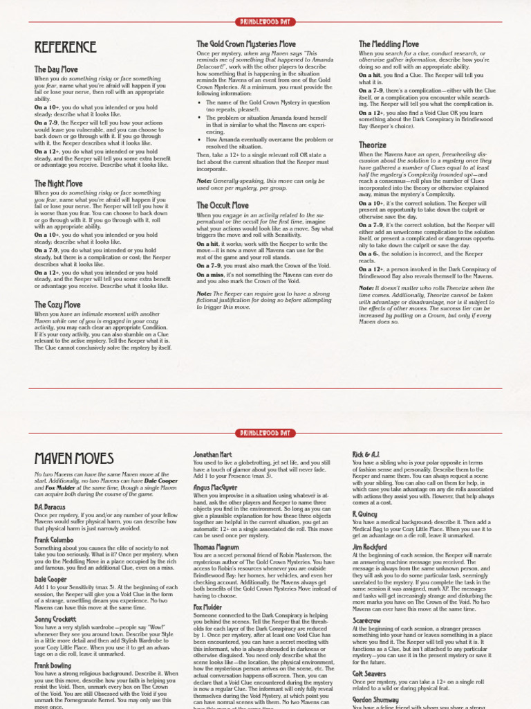 Brindlewood Bay Maven Moves Guide | PDF