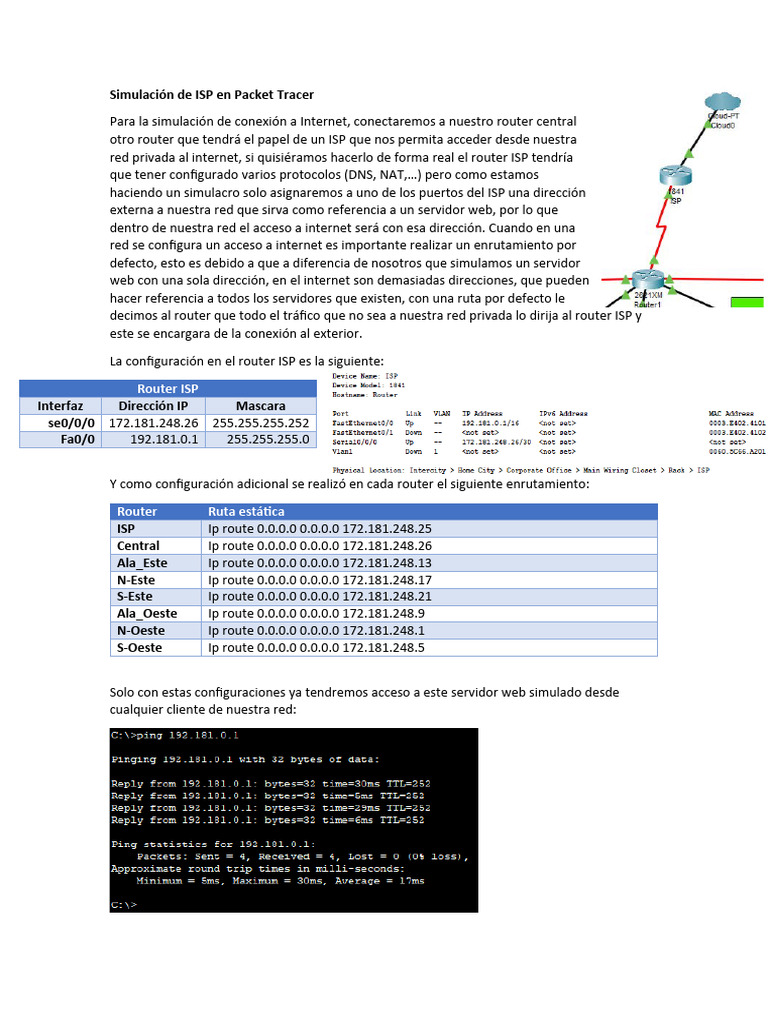 Simulación de ISP en Packet Tracer | PDF
