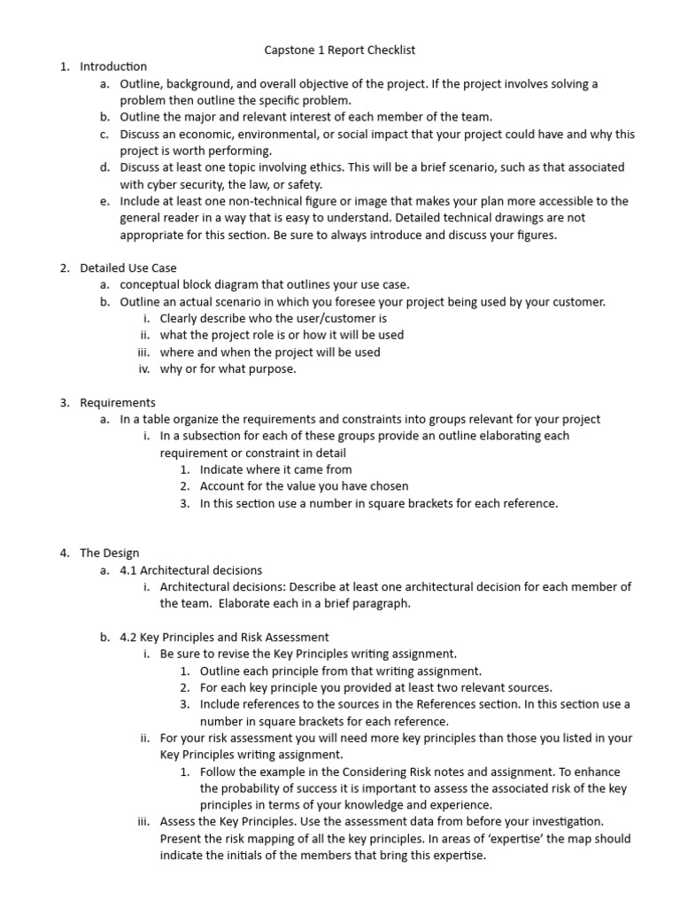 Capstone 1 Report Checklist Pdf Use Case Risk
