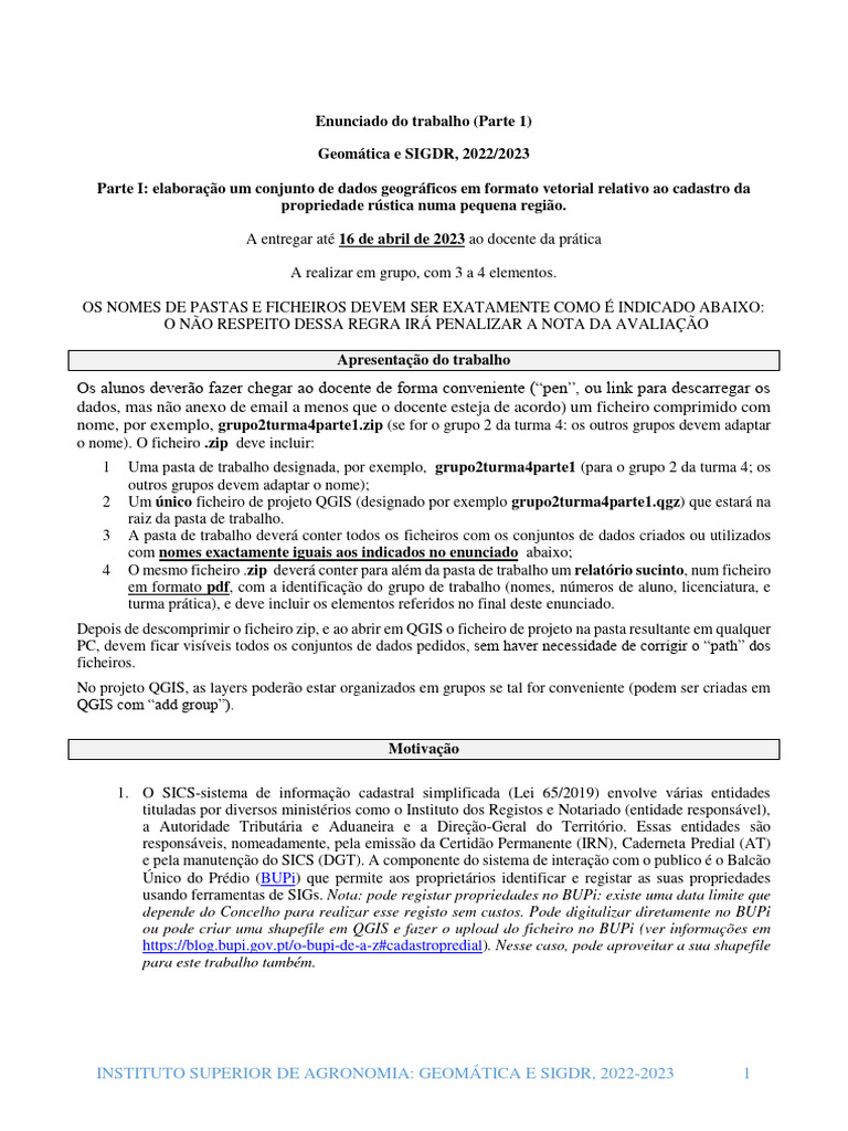Enunciado 2022 2023 Parte 1 v1 | PDF | Geografia | Informática