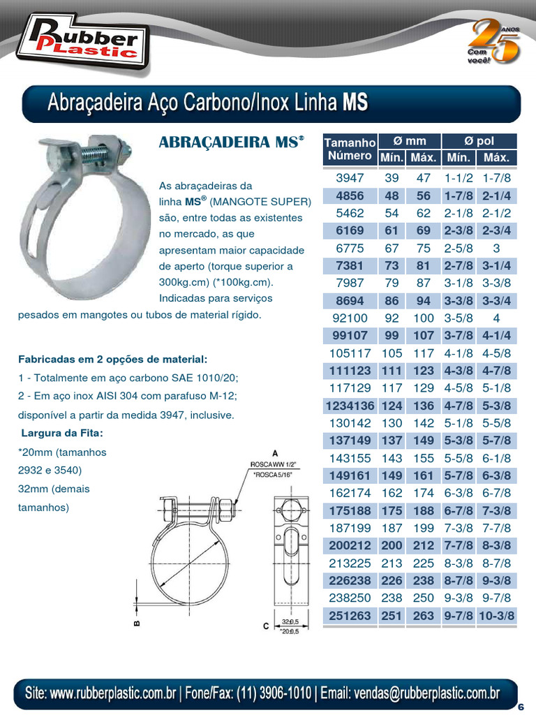 Ficha Abracadeira Ms | PDF | Tecnologia e Engenharia