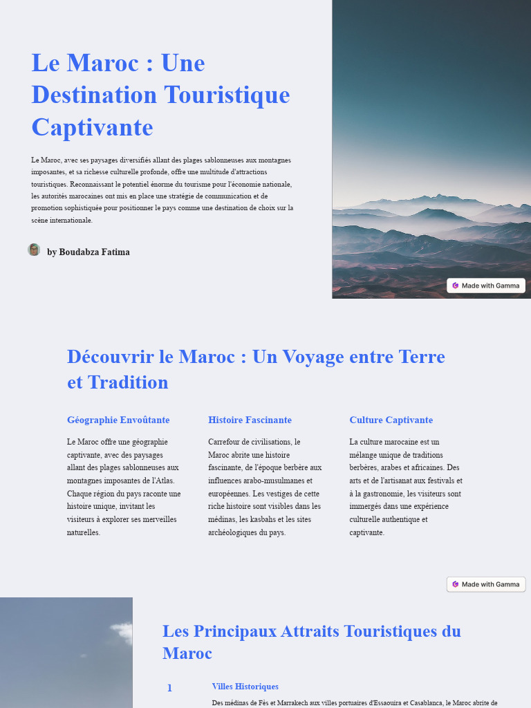 Tourisme au Maroc : Attraits et Stratégies | PDF | Maroc | Tourisme