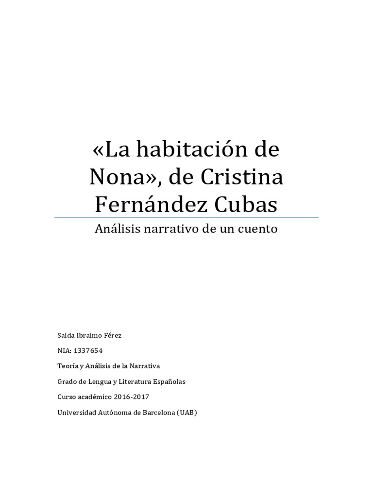La Habitación de Nona: Análisis Narrativo de Un Cuento | PDF | Narración | Cuentos