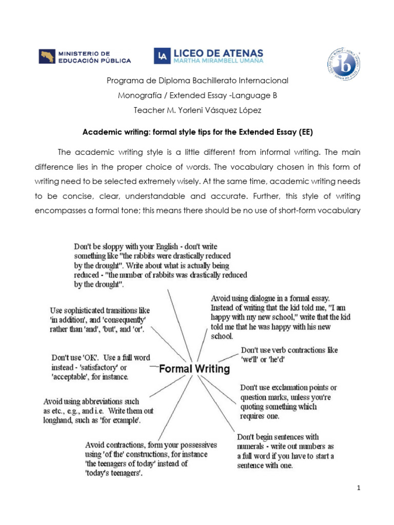 Formal Writing Tips for Extended Essays | PDF | Evidence | Sentence ...