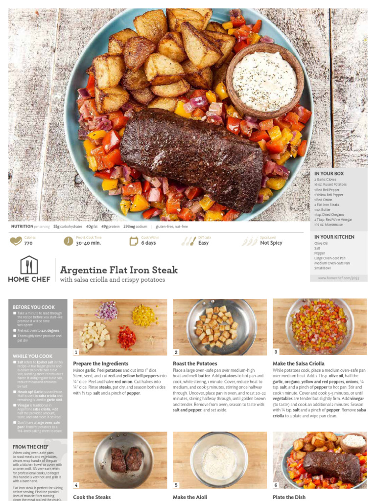 Argentine Flat Iron Steak | PDF | Cooking | Steak