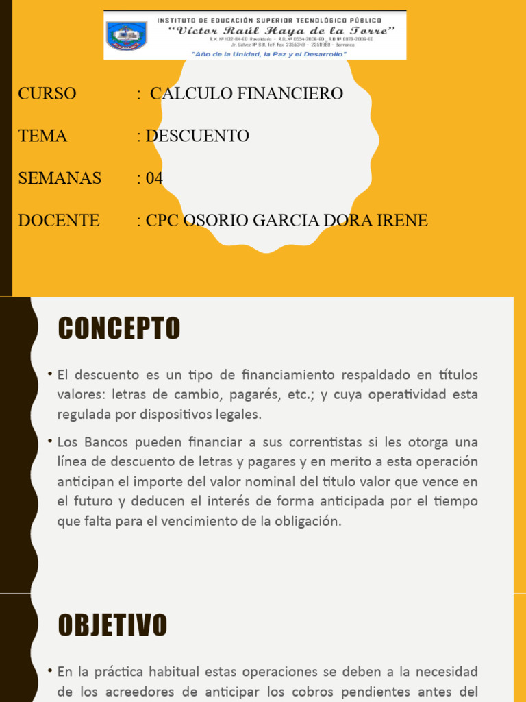 Descuento Financiero: Conceptos y Cálculos | PDF | Economias | Dinero