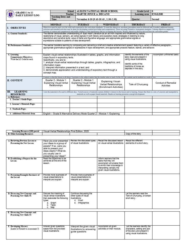 DLL ENG8 2NDQ 1st Week Edited | PDF | Learning | Infographics DLL ENG8 2NDQ 1st Week Edited | PDF | Learning | Infographics