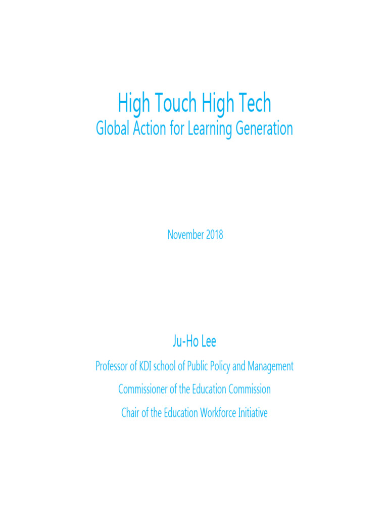 High Touch High Tech: Global Action For Learning Generation | PDF ...