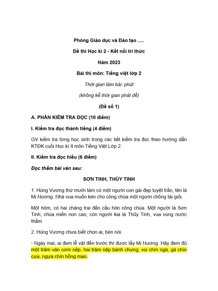 ĐỀ TV2 CK II | PDF