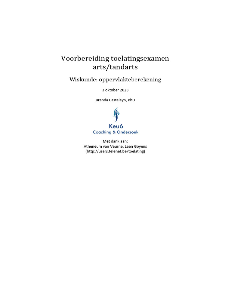 Wiskunde Oppervlakteberekening | PDF