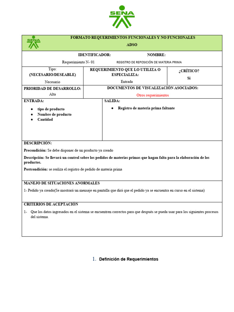 Formatos Requerimientos Funcionales Y No Funcionales Pdf 2434