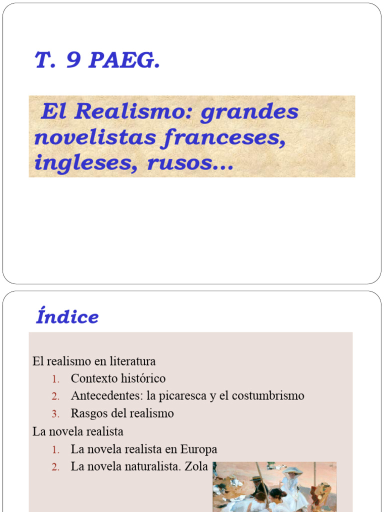 Literatura Universal. t.9. El Realismo PPT | PDF | Realismo literario